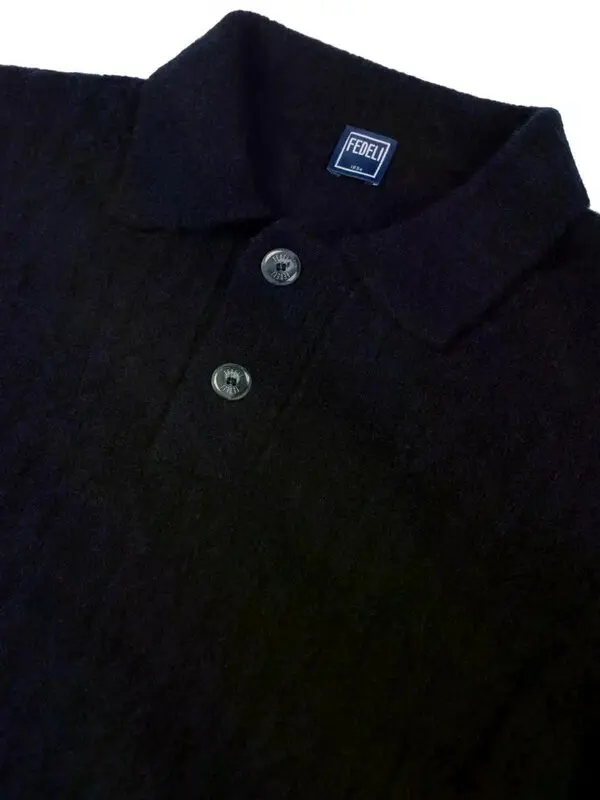 Fedeli Cable-knit Polo Sweater - Blue