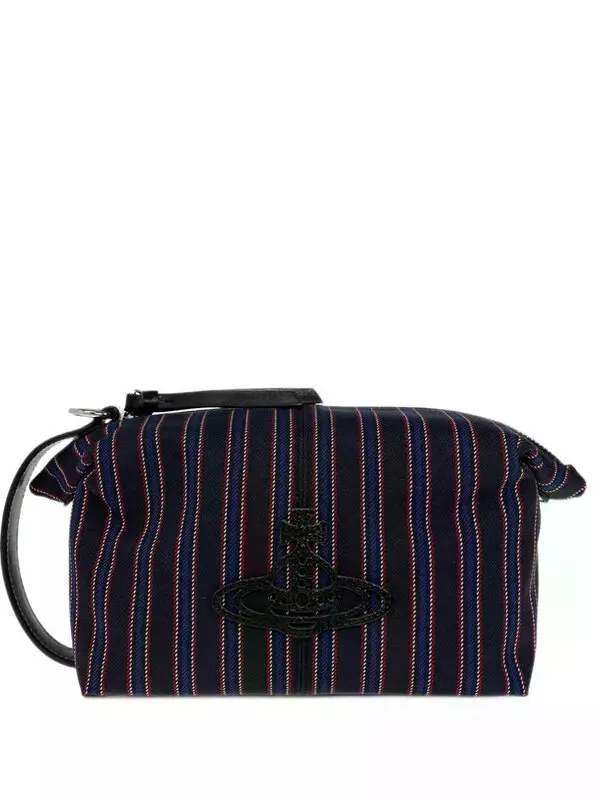 VIVIENNE WESTWOOD Orb-plaque Striped Wash Bag - Blue