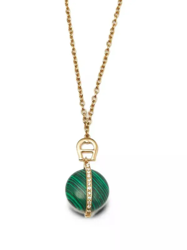 AIGNER Logo Pendant Crystal Necklace