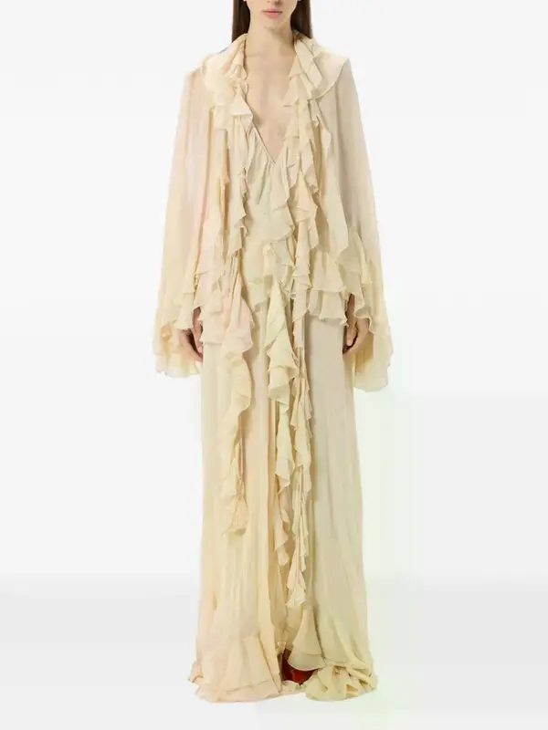 Blumarine Ruffled Crepon Maxi Dress