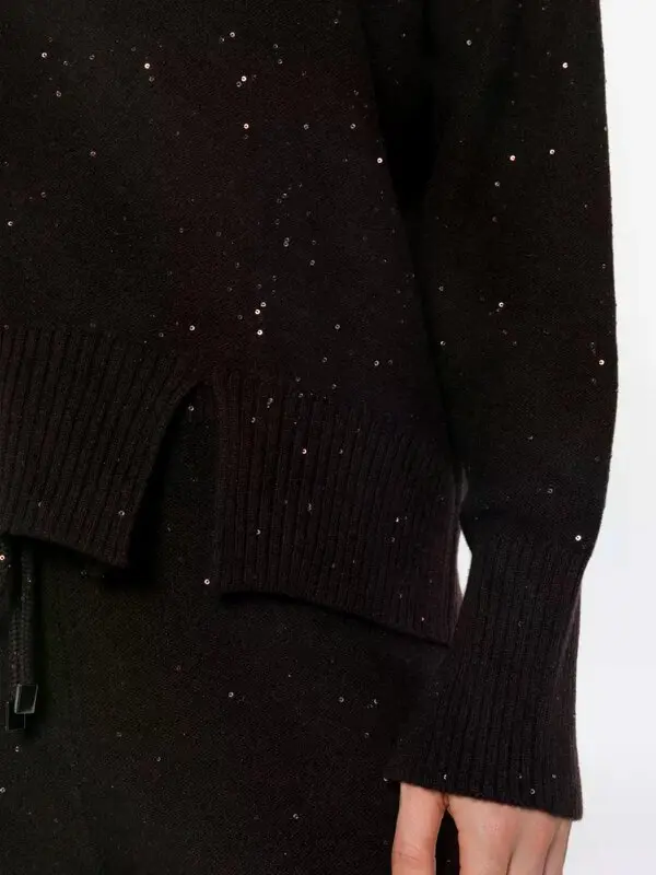 Antonelli Firenze Sequin-embellished Side-slit Sweater