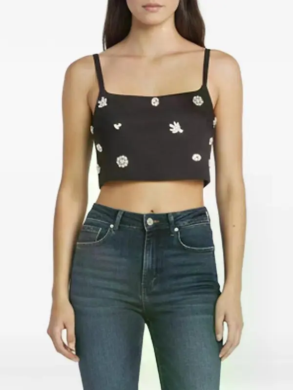 Maje Stone-embellished Cropped Top - Black