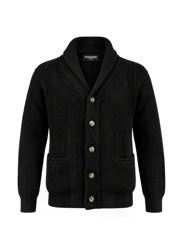 FRANZESE COLLECTION Steve Mcqueen Ribbed-knit Cardigan - Black