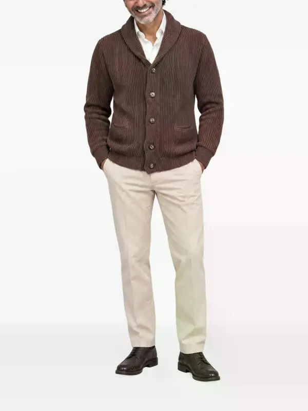 FRANZESE COLLECTION Steve Mcqueen Ribbed Cardigan - Brown