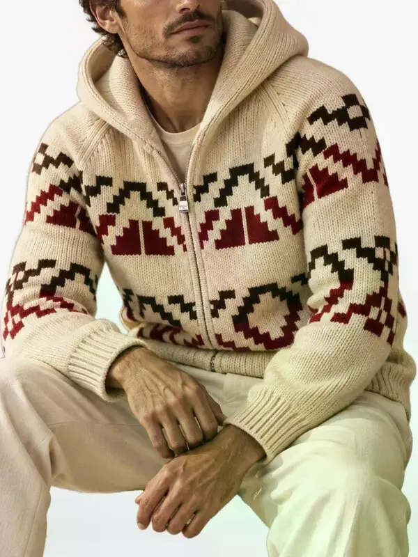 Malo Geometric-pattern Zip-up Sweater