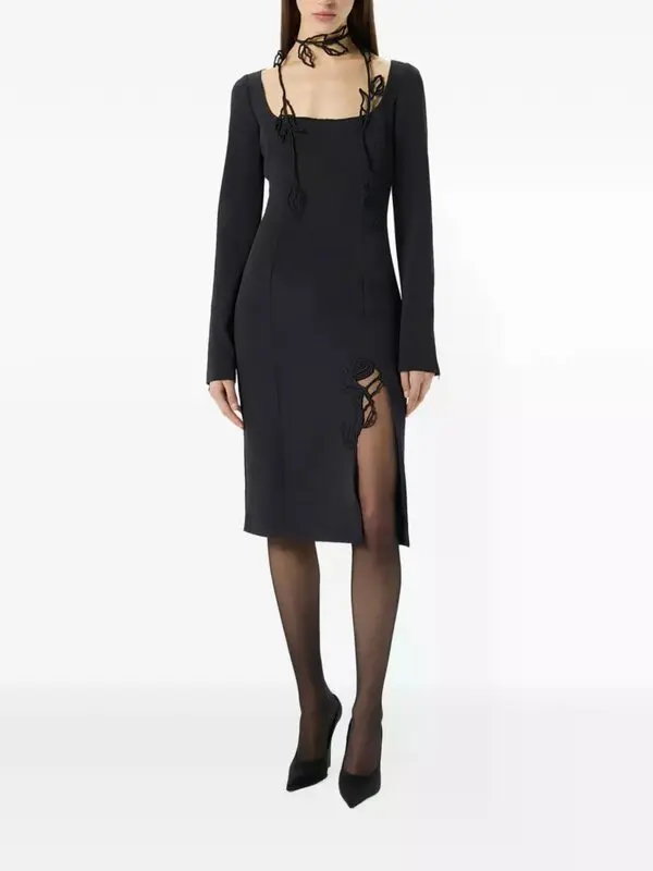 Blumarine Cady Rose-embroidered Midi Dress