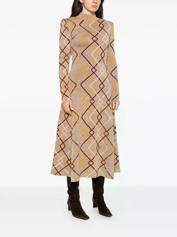 La DoubleJ Geometric-pattern High-neck Dress