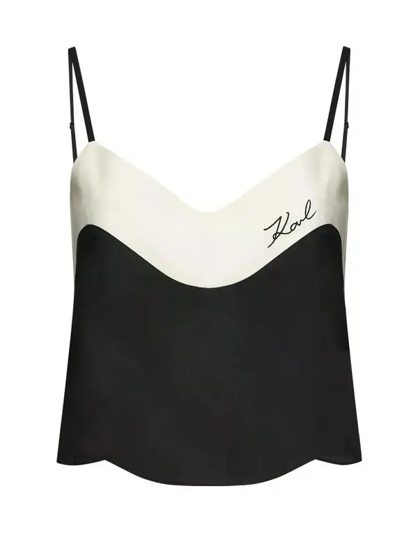 Karl Lagerfeld Signature Scallop Beach Top - Black