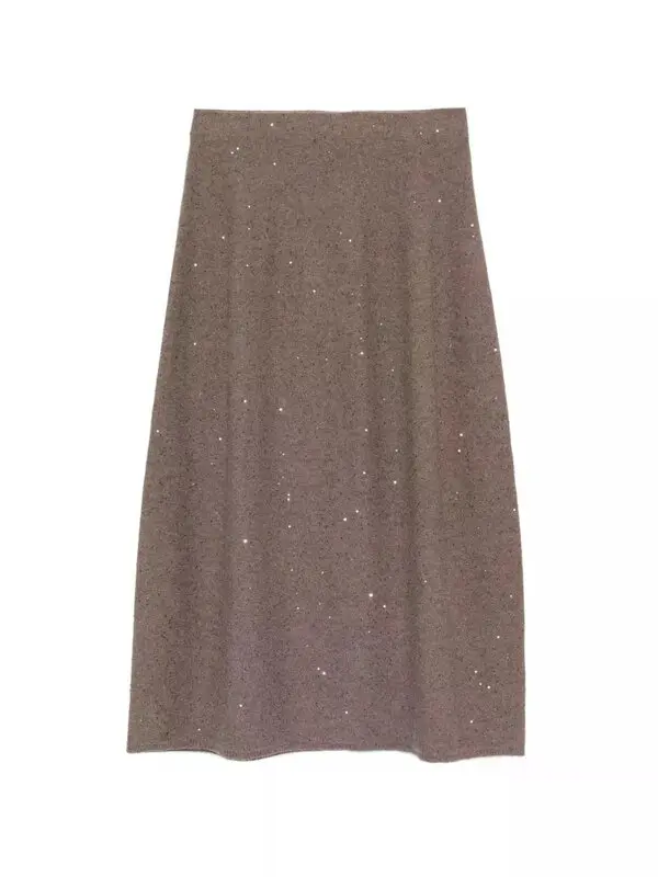 Antonelli Firenze Sequin-embellished Knitted Skirt - Brown