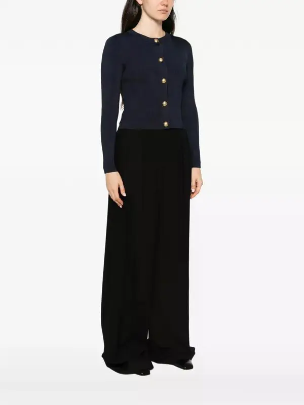 Ralph Lauren Ribbed-knit Gold-tone Buttoned Cardigan