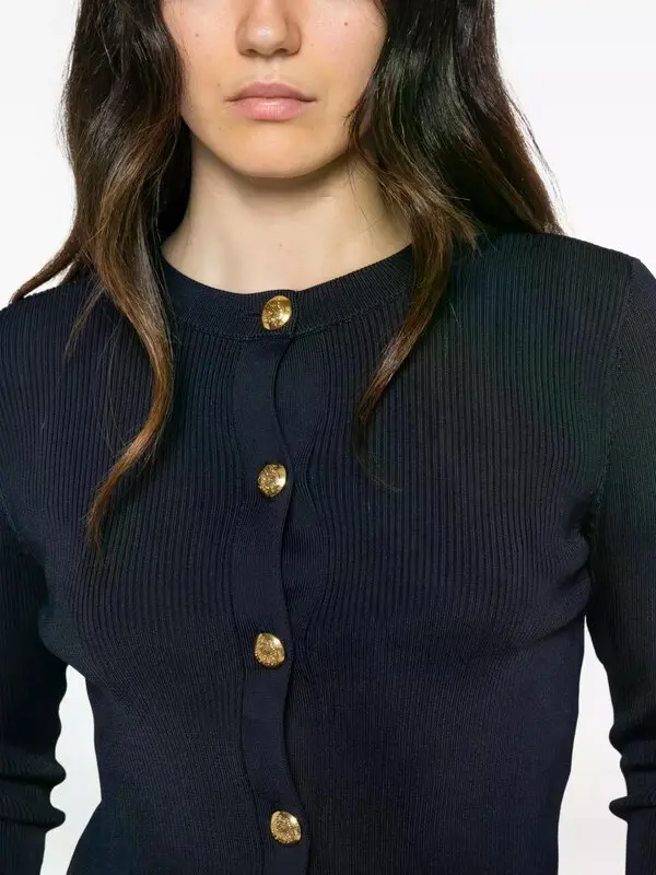 Ralph Lauren Ribbed-knit Gold-tone Buttoned Cardigan
