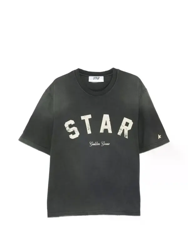 GOLDEN GOOSE Logo-print Distressed T-shirt - Grey