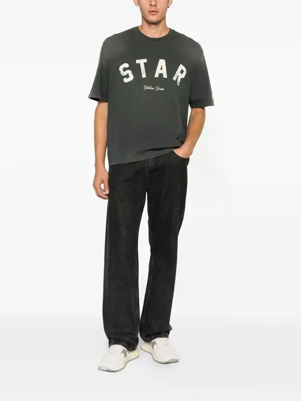 GOLDEN GOOSE Logo-print Distressed T-shirt
