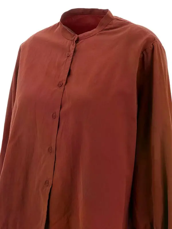 CASEY CASEY Biggy Grandad Band-collar Gathered-sleeve Shirt