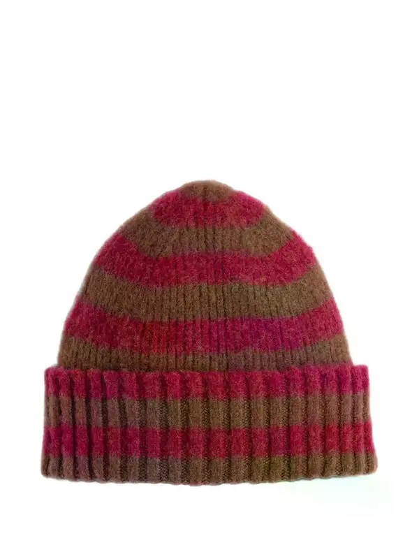 Howlin' Hard Working Striped Ribbed-knit Beanie Hat - Red