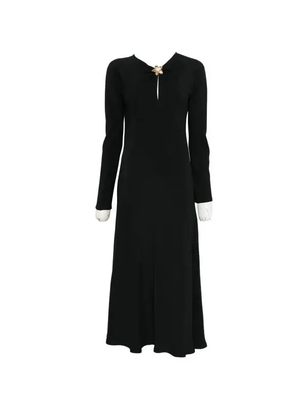 FORTE_FORTE Flower-embellished Ruched Dress - Black