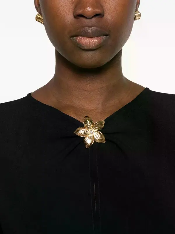 FORTE_FORTE Flower-embellished Ruched Dress
