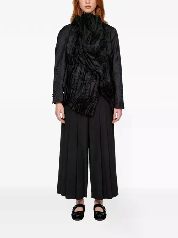 Comme Des Garçons Ruffled Floral-jacquard Jacket - Black