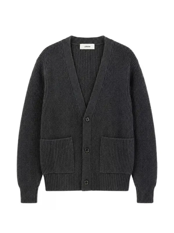 LARDINI Ribbed-knit V-neck Cardigan