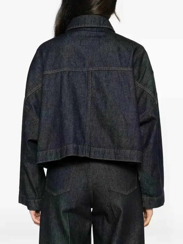DRYKORN Floral-appliqué Cropped Denim Jacket