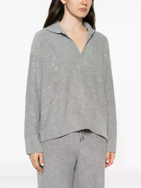 Antonelli Firenze Sequin-embellished Polo-collar Sweater