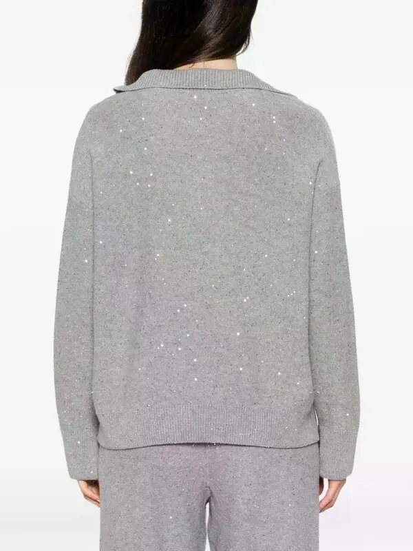 Antonelli Firenze Sequin-embellished Polo-collar Sweater