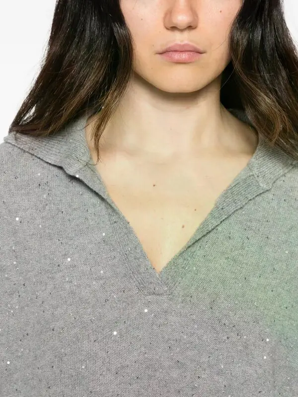 Antonelli Firenze Sequin-embellished Polo-collar Sweater