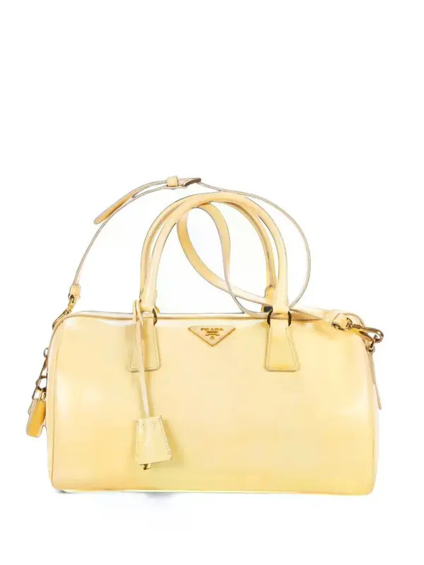 Prada Top-handle Leather Boston Bag - Neutrals