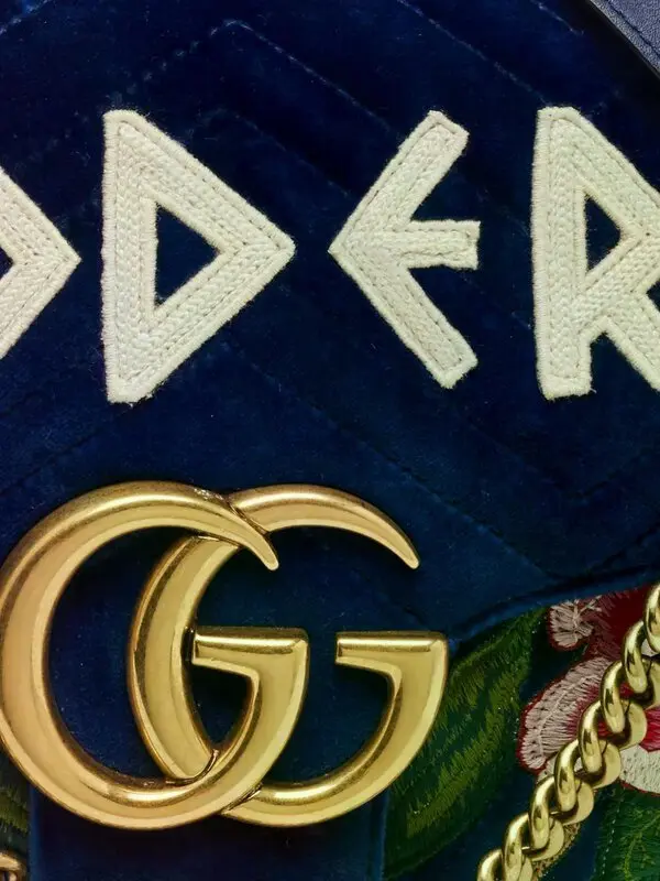Gucci Medium Gg Marmont Floral-embroidered Shoulder Bag