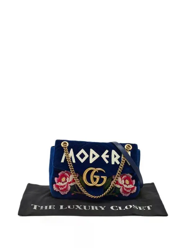 Gucci Medium Gg Marmont Floral-embroidered Shoulder Bag