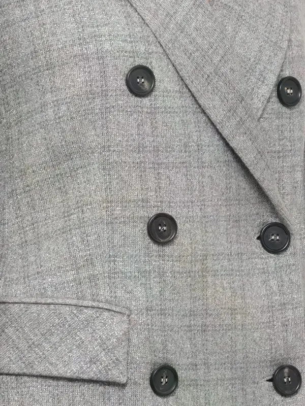 D.exterior Double-breasted Checked Blazer