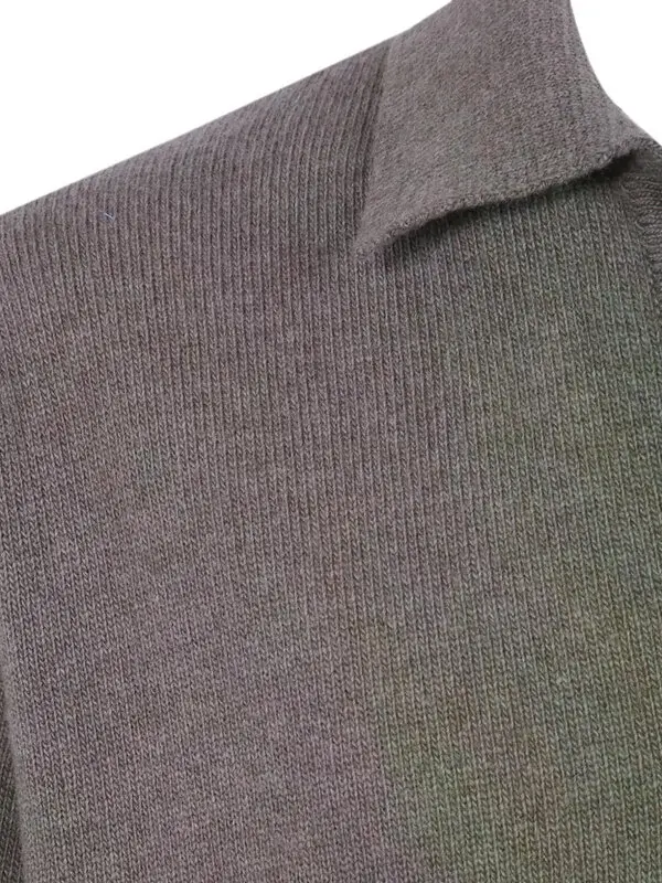NUUR Ribbed-knit Long-sleeve Polo Shirt