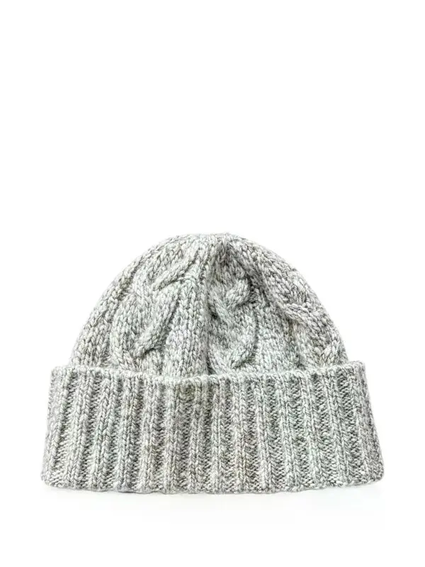 LARDINI Cable-knit Turn-up Brim Beanie Hat - Grey