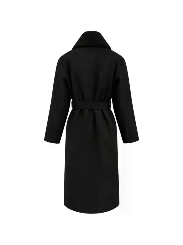 RAINMAKER Sherpa-shawl Belted Coat - Black