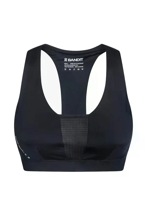 BANDIT RUNNING Stamina V-neck Mesh-inset Bra - Black