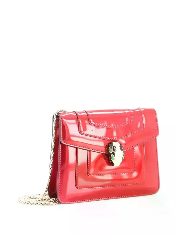 BVLGARI Serpenti Forever Square Metallic Leather Small Shoulder Bag