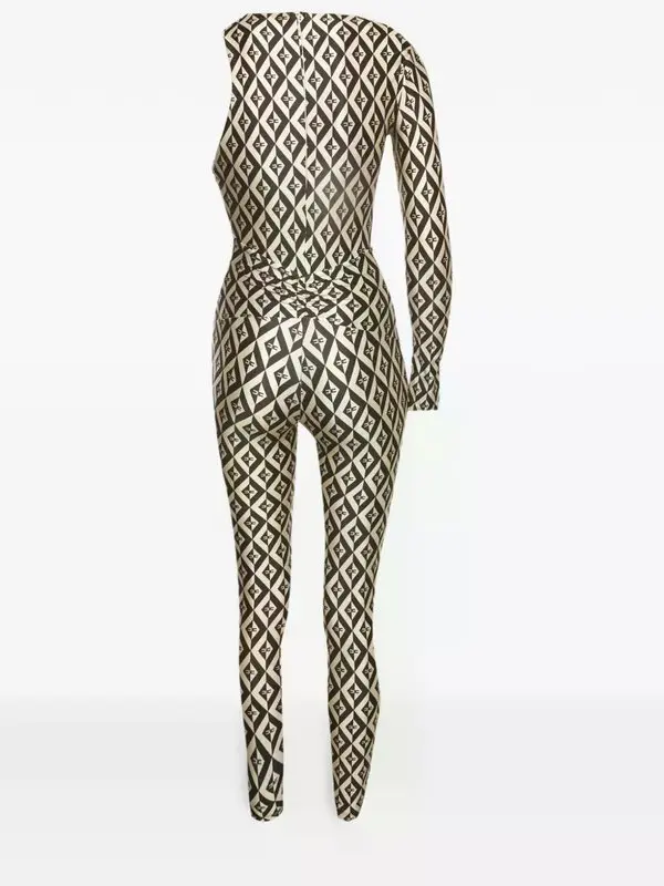 Elisabetta Franchi Monogram-print One-shoulder Jumpsuit