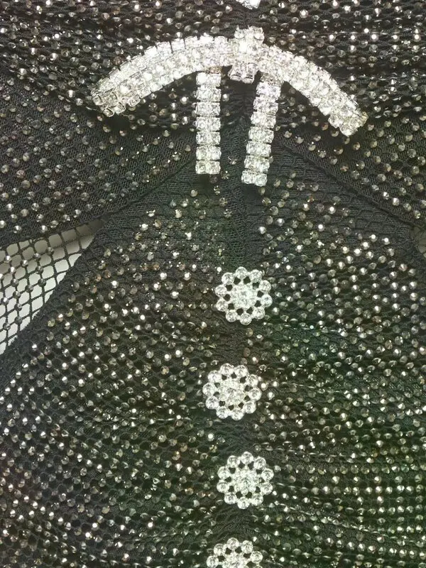 SELF-PORTRAIT Diamante Fishnet Midi Dress