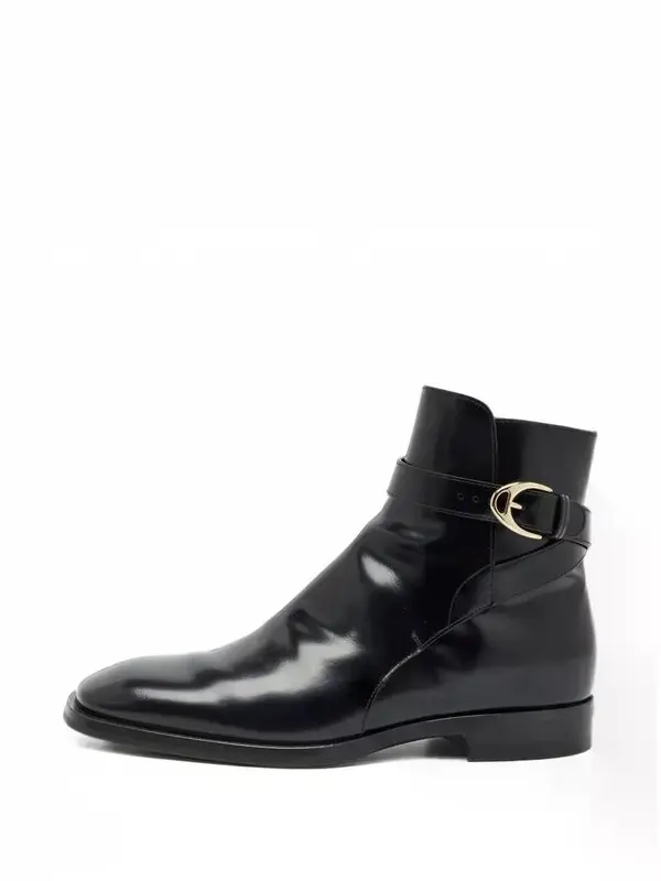 Gucci Buckle Leather Ankle Boots - Black