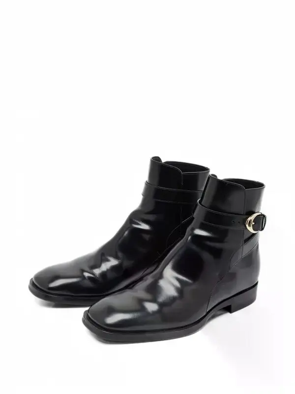 Gucci Buckle Leather Ankle Boots