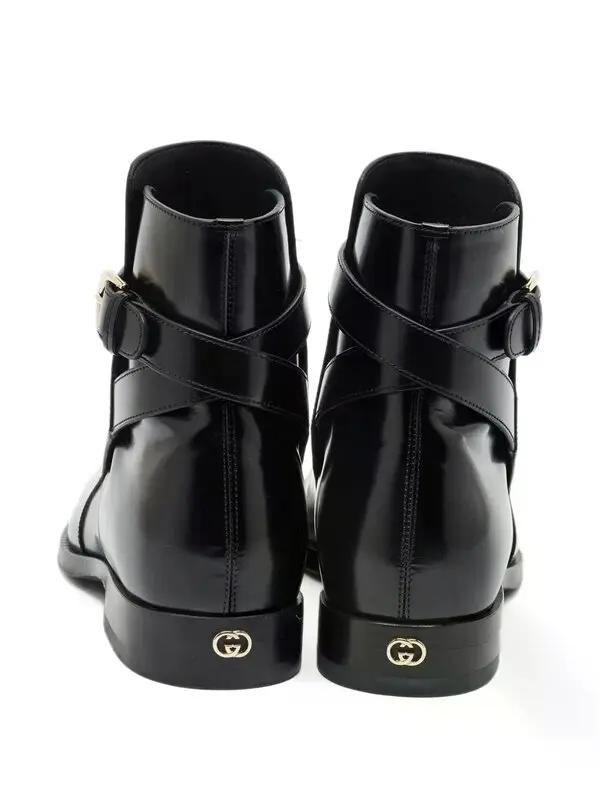 Gucci Buckle Leather Ankle Boots
