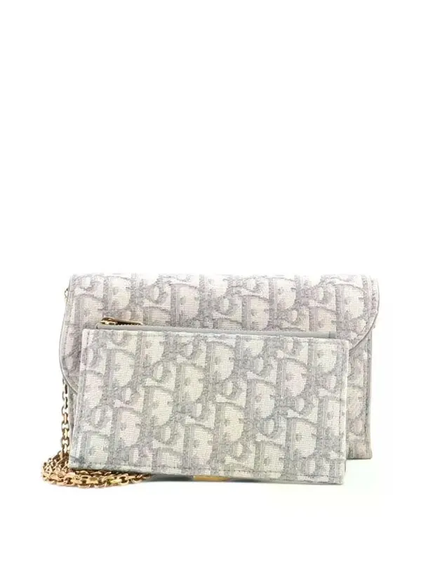 Dior Saddle Chain Wallet Oblique Canvas Crossbody Bag