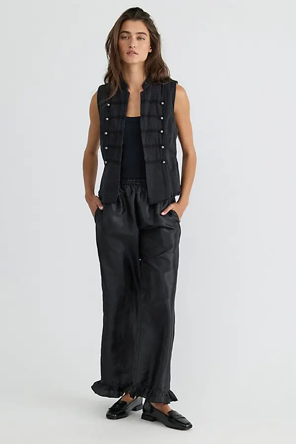 LISA SAYS GAH Liora Ruffle Hem Pants - Black