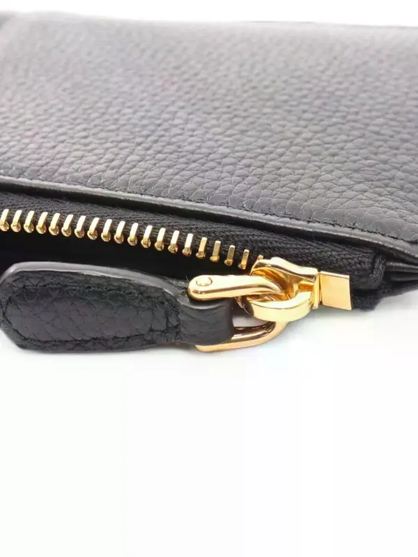 Prada 2010s Logo Plaque Grained Leather Card Case