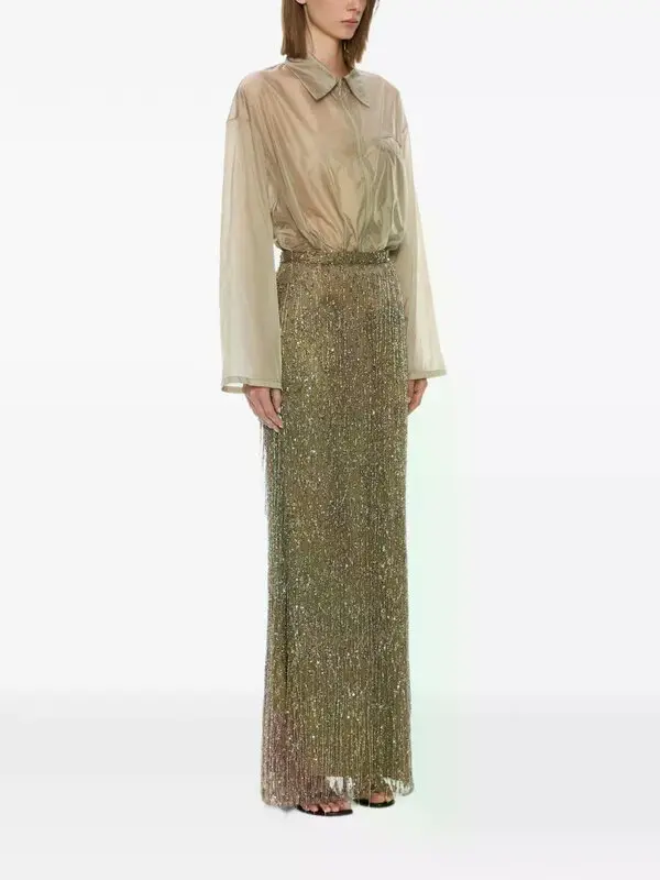 Christopher Esber Gilded Chevron Lace Maxi Skirt