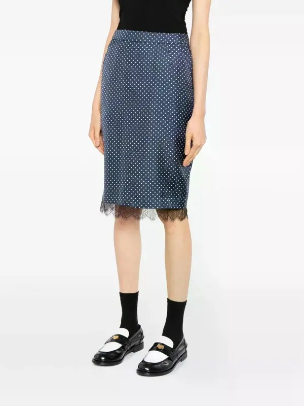 FRANCOISE PINTON - PARIS Polka-dot Lace-trim Skirt