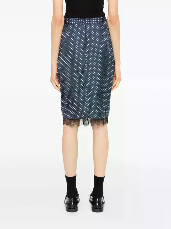 FRANCOISE PINTON - PARIS Polka-dot Lace-trim Skirt