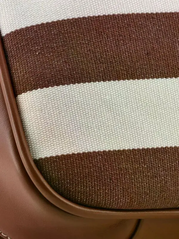 Miu Miu Beau Top Handle Bag Striped Canvas With Leather Large Satchel
