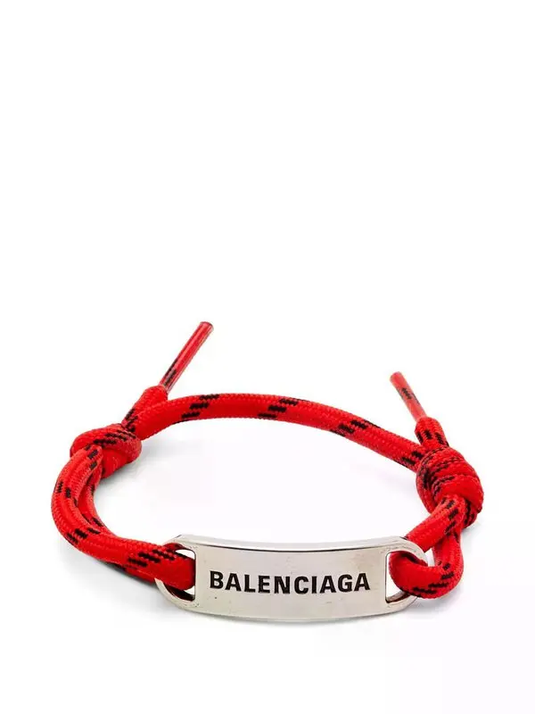 Balenciaga Logo-engraved Cord Bracelet - Silver