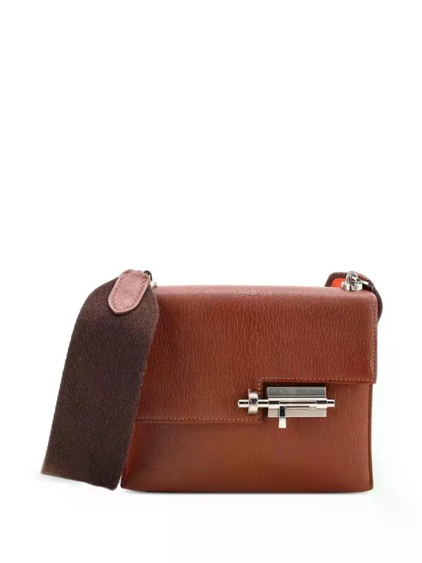 Hermès Verrou Bag Chevre Mysore And Canvas Mini Shoulder Bag - Brown